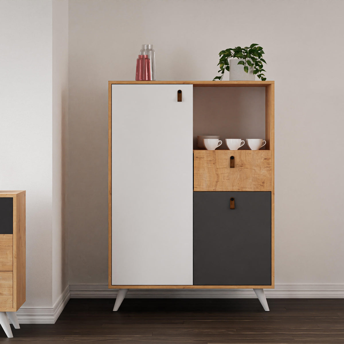 Pera 2 Kapaklı ve Çekmeceli Büfe ve Çok Amaçlı Dolap – furmetmoduler